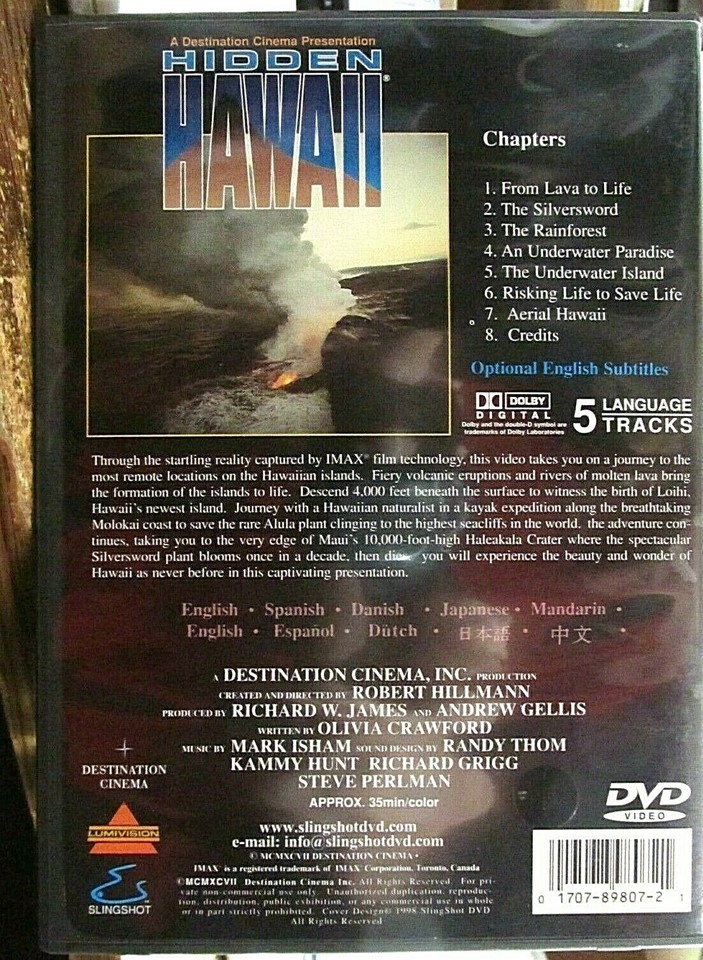 DVD Hidden Hawaii Travel Video 35min Filmed in IMAX 5 Languages Pre ...