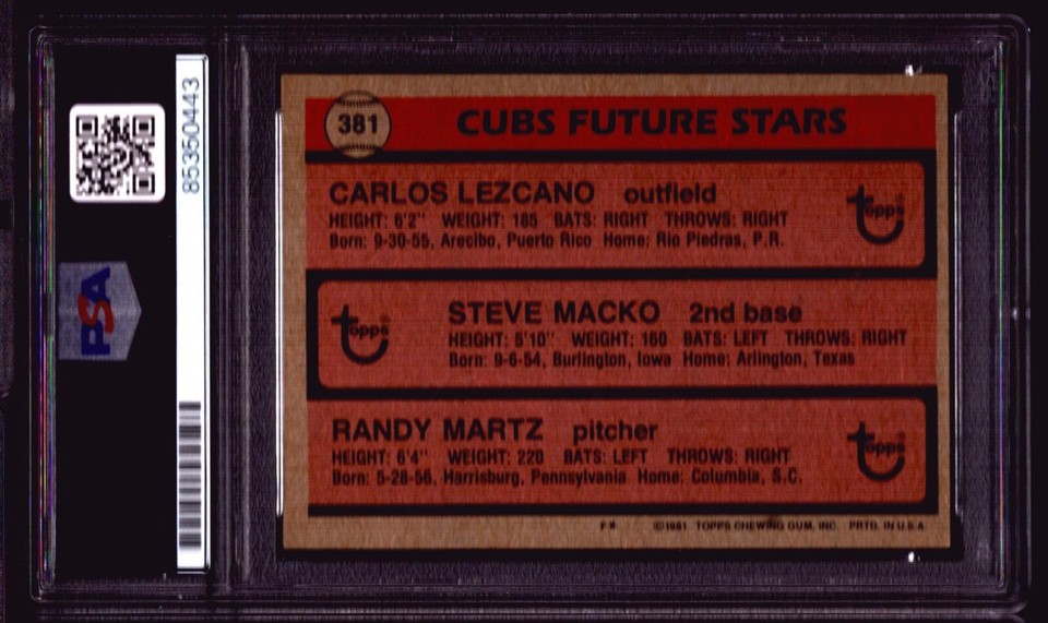 STEVE MACKO 1981 Topps #381 AUTOGRAPH PSA/DNA CUBS Auto Signed RC ...