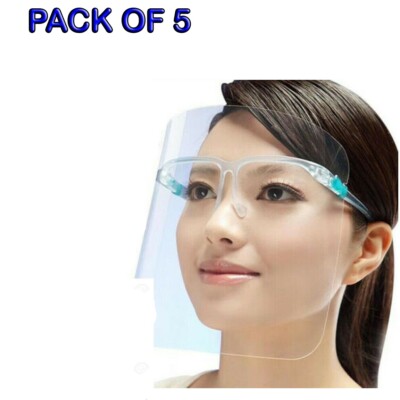 5X Face Shield Glasses Frame Full Anti Fog Cover Protection Plastic ...