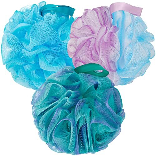 Bath Loofah Sponge Soft Mesh Shower Puffs For Body Wash Bath Sponge ...