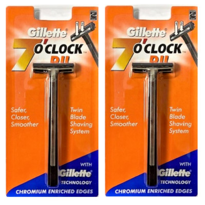 Gillette 7 Oclock PII Trac II Razor Handle Pack 2 Shaving Razor 2 Pcs ...