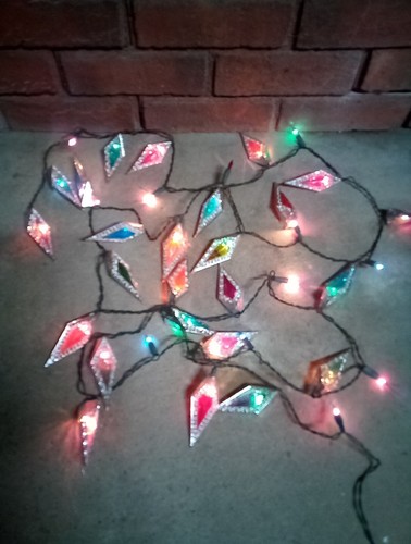 Vintage Holiday Miniature Multicolored Lights Strand With Gem Shaped ...