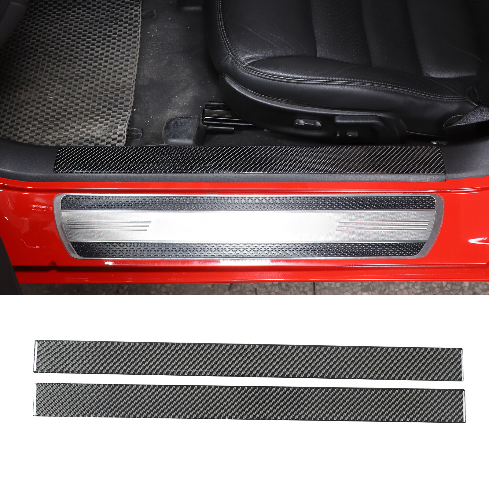 Carbon Fiber Inner Door Sill Scuff Plate Cover Trim strip For Corvette ...
