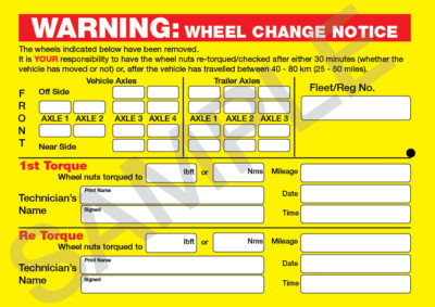 Wheel security re-torque, tourque warning tag, card (50 Cards) | eBay UK