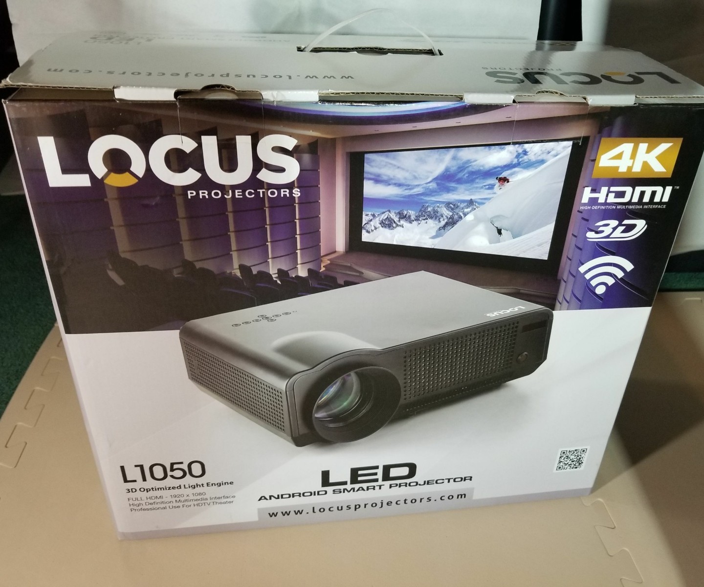 Locus L1050 Android Smart Projector with 72" Self Lock Screen 4k 3D ...