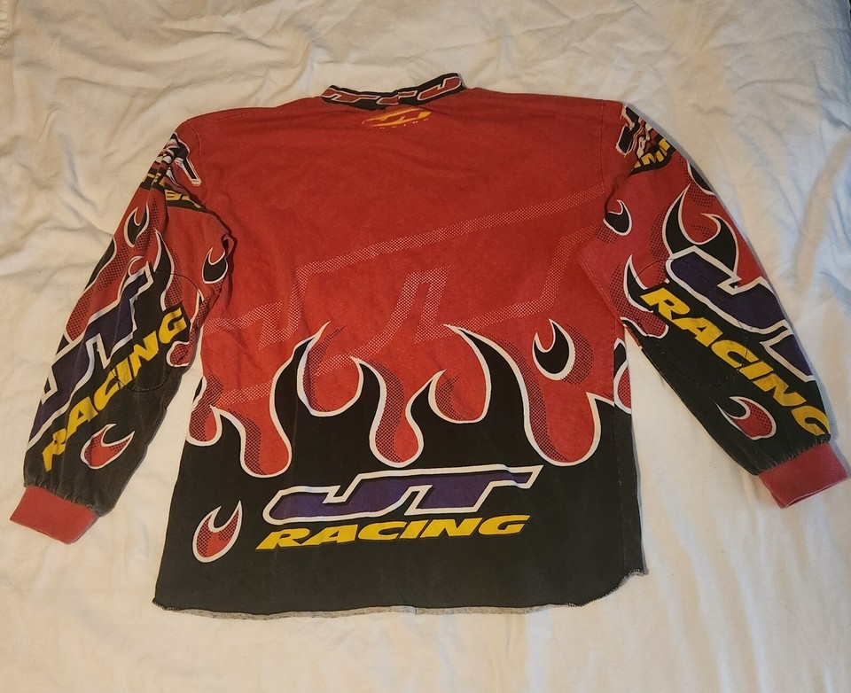 Vintage JT Racing Motocross Red w/ Flames Size Large Jersey | eBay