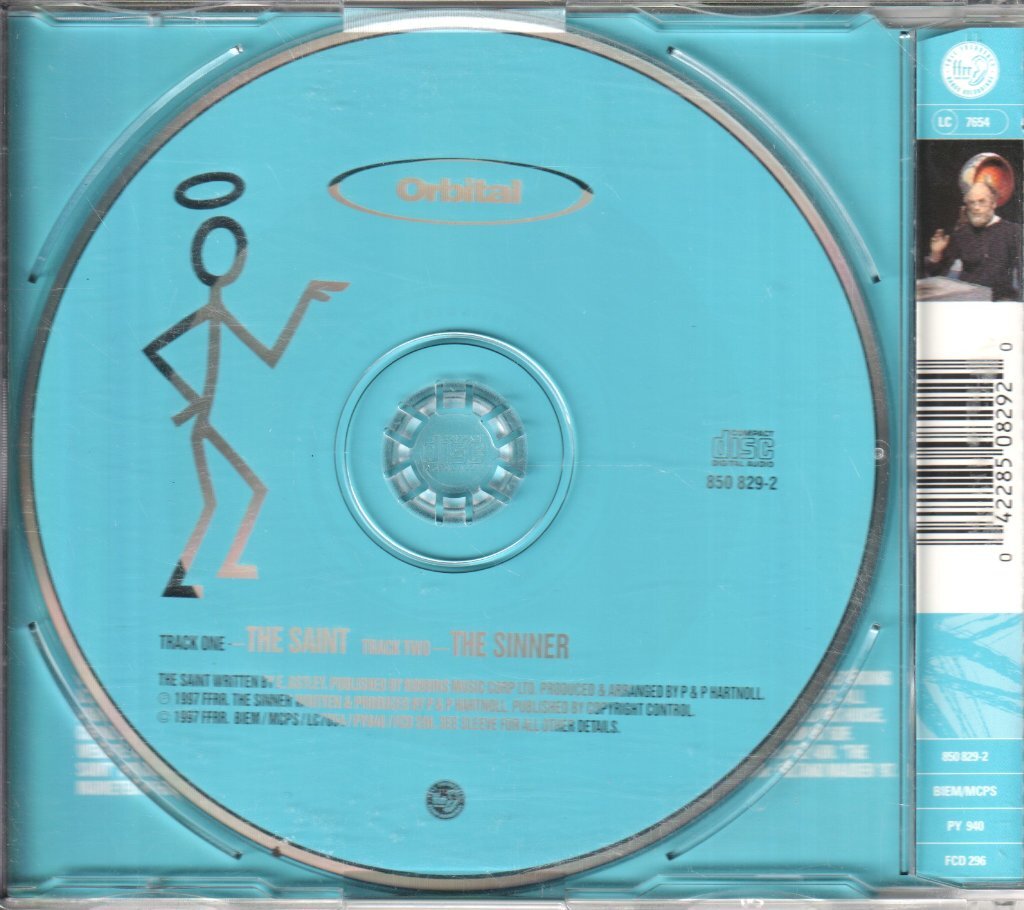 Orbital Saint CD UK Ffrr 1997 single has info sticker on front of case ...