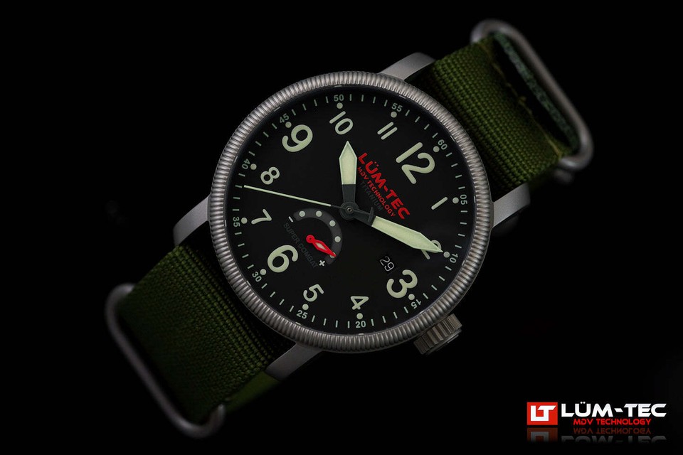 Lum-Tec Watch Super Combat B2 w/ Power Reserve Handwind Titanium Case ...