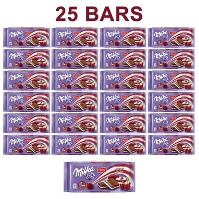25X ORIGINAL FRESH MILKA CHERRY CREAM CHOCOLATE BARS 25x100g / 3.5 OZ ...