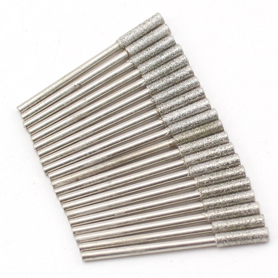 30Pcs 3mm 1/8 inch Cylindrical Tip Diamond Grinding Bits Carving Tools ...