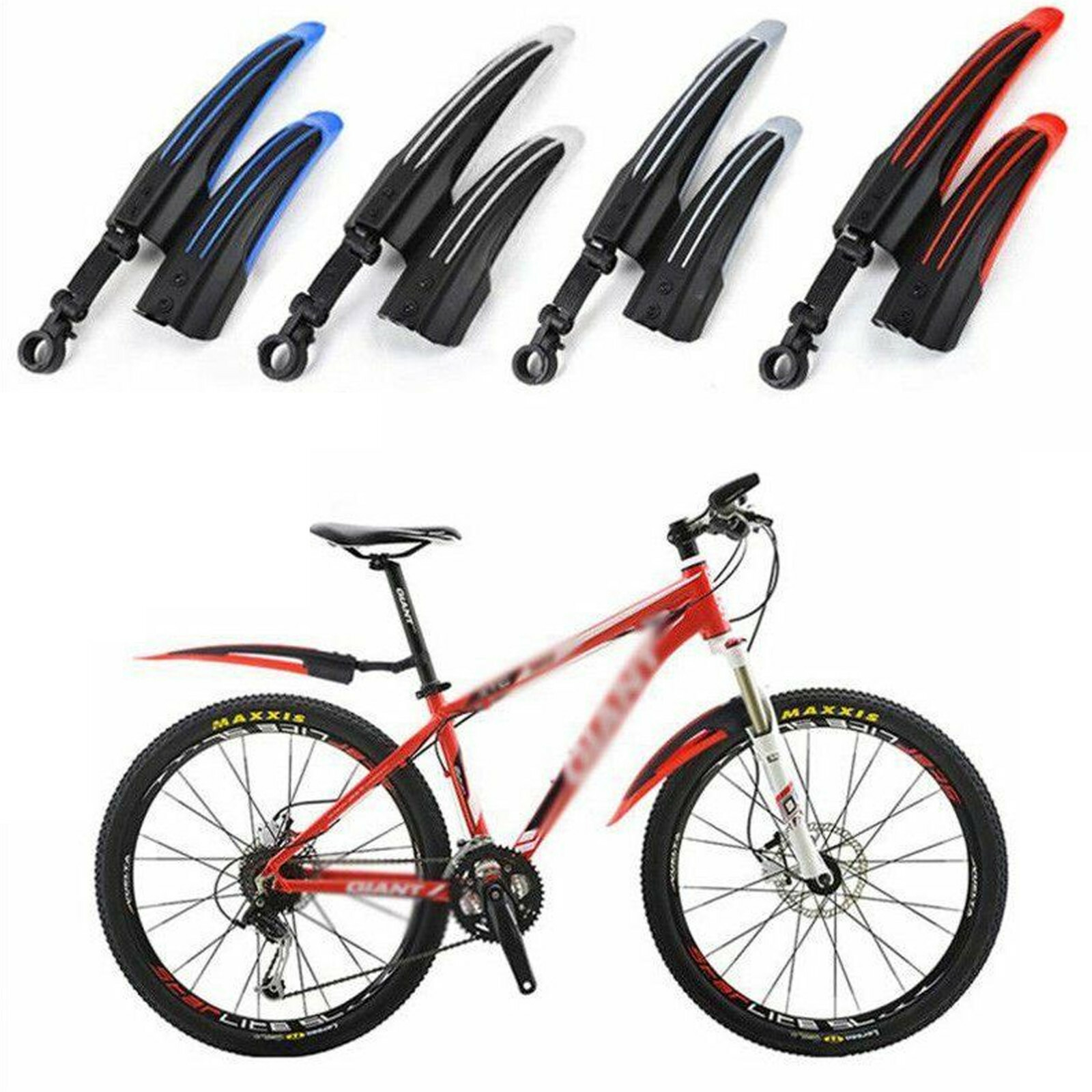 EASY FIX BICYCLE MTB MUDGUARDS MOUTAIN BIKE FRONT REAR MUD GUARD SET ...