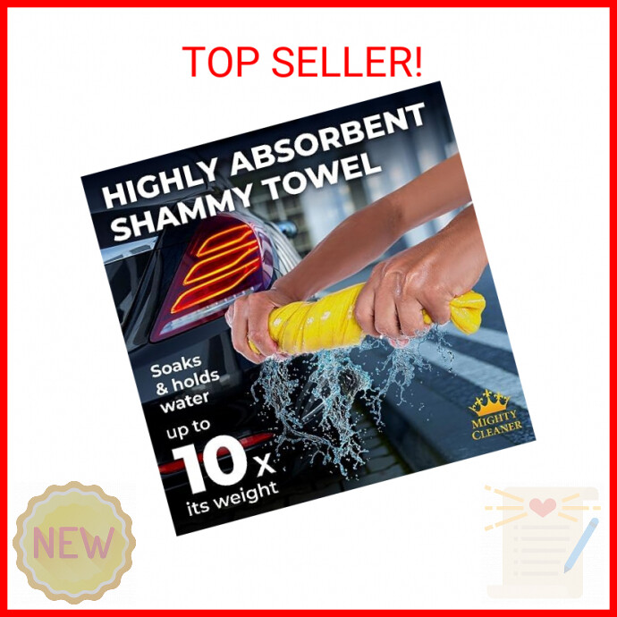 Premium Shammy Cloth for Car Drying - (26”x17”) - Super Absorbent ...