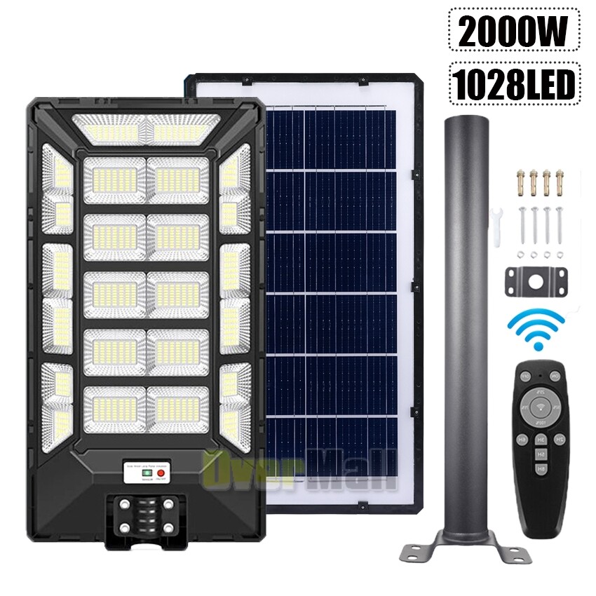 9900000000LM 2000W Commercial Solar Street Light Parking Lot Lamp Road ...