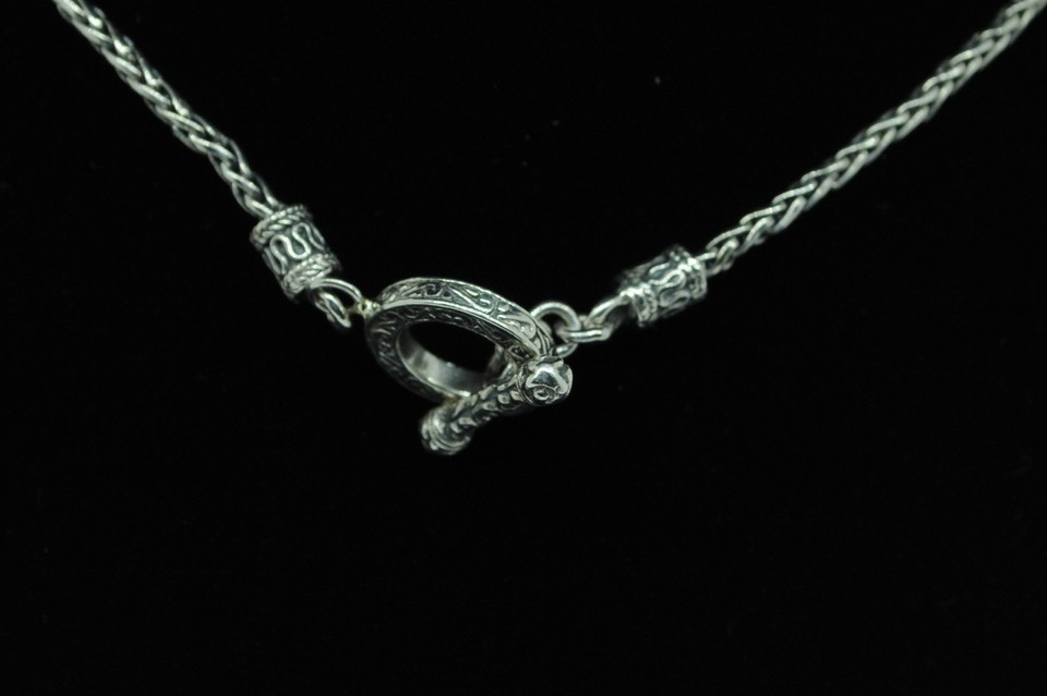 EFFY (c) Sterling Silver and 18K WG Paved Diamond Pendant w/ 18" Wheat ...