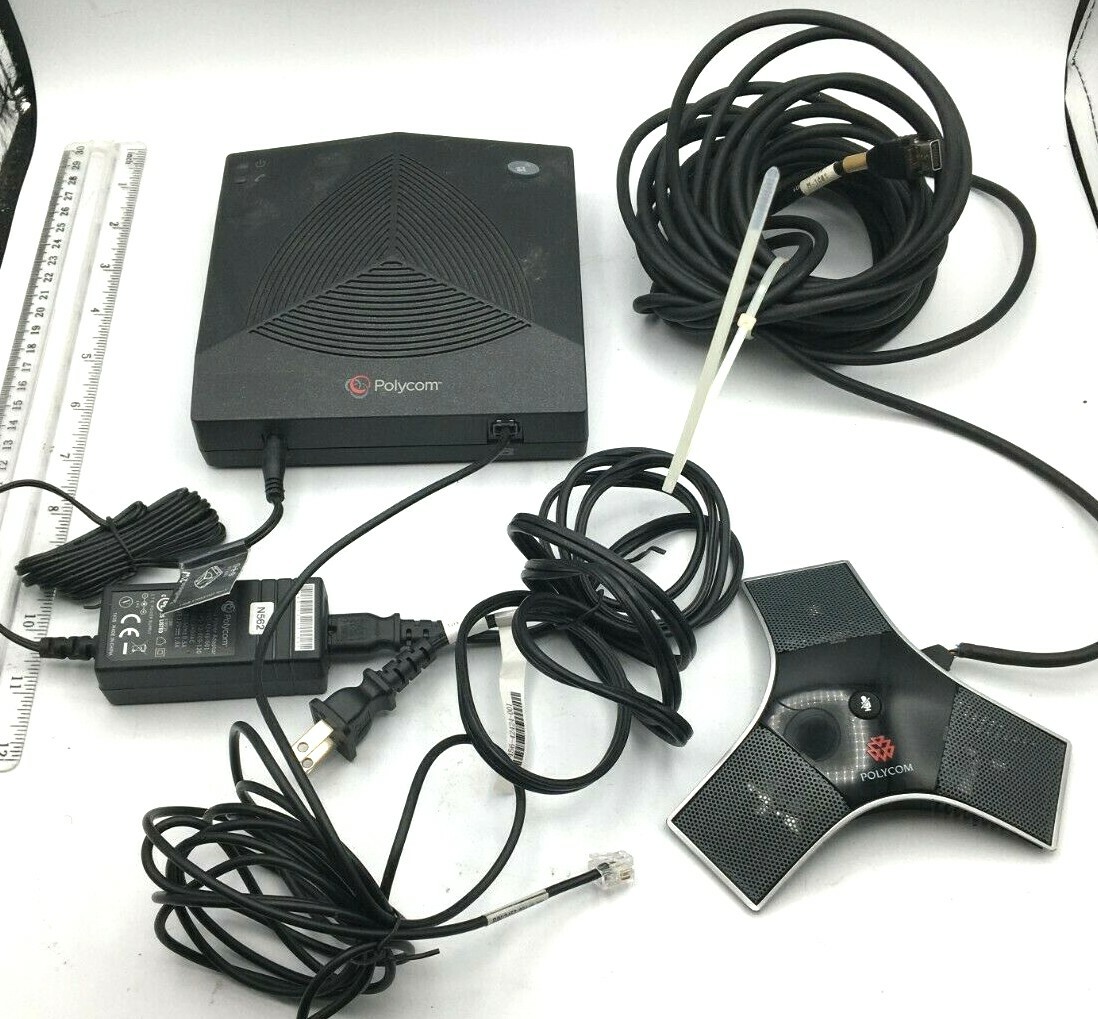 Polycom Lot of 2 Extended Microphone 2201-23313-003, Base Station 2201 ...