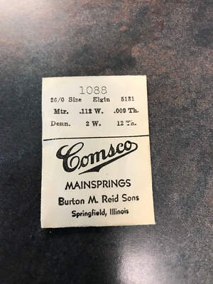 Comsco Mainspring #1088 for Elgin 26/0s Factory No. 5131 - Steel | eBay