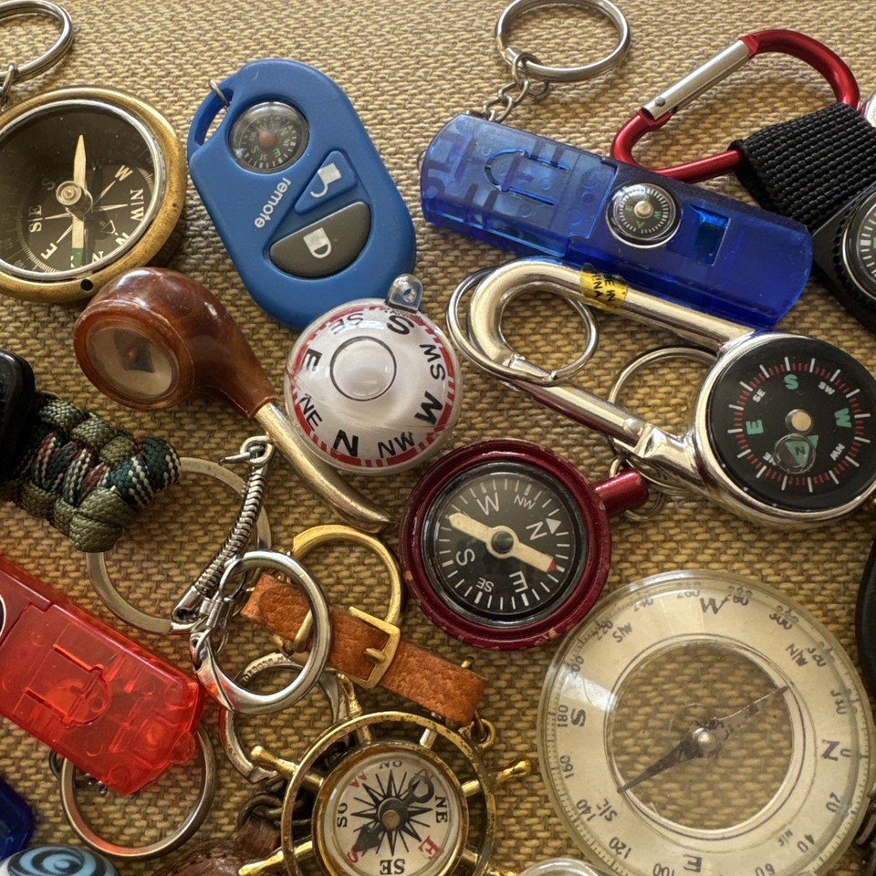 Vintage Keychain Lot Compass Compasses 113 Huge Collection One Price ...
