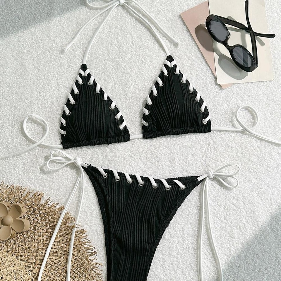 Fashionable Women's Neck Tie Bikini Swimsuit for Spring and Summer ...