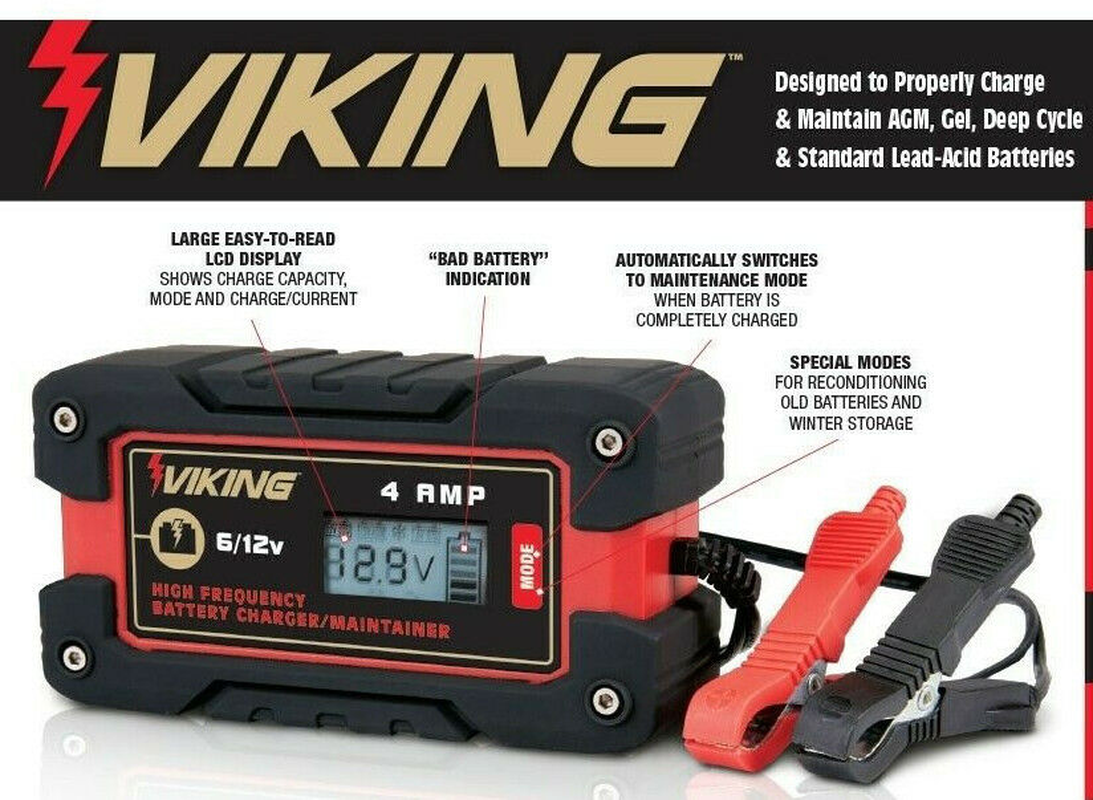 VIKING 4Amp Fully Automatic Microprocessor-Controlled Battery Charger ...