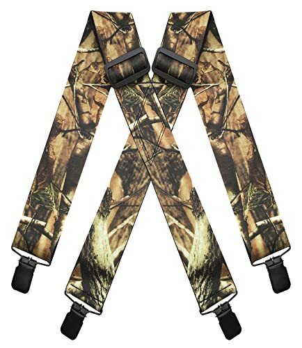 Camo Suspenders for Men Heavy Duty Clips Hunting Work One Size Army ...