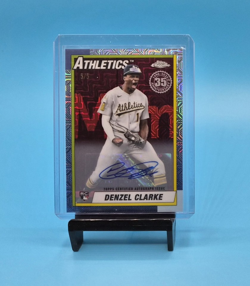 2025 Topps Update Denzel Clarke Chrome Red Mojo Auto RC Rookie Silver ...