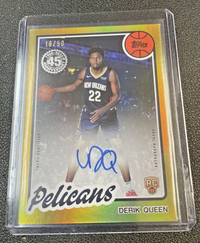 2025-26 Topps Derik Queen RC Rookie AUTO Gold /50 Pelicans BEAUTIFUL ...