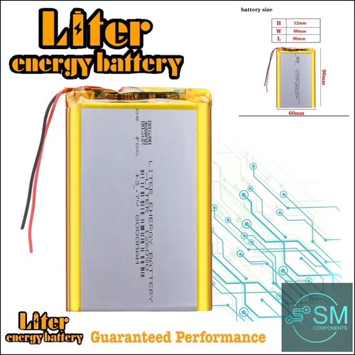 1 Liter Energy Polymer Lithium Ion Battery LiPo 8000mAh 3.7V 126090 ...