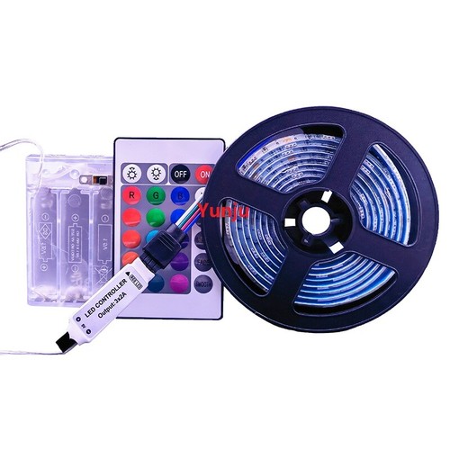 5V RGB LED Strip Light 5050 Battery Box Powered Remote Control ...
