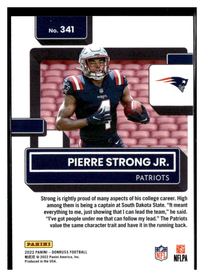 2022 Panini Donruss #341 Pierre Strong Jr Press Proof Premium Gold RC ...