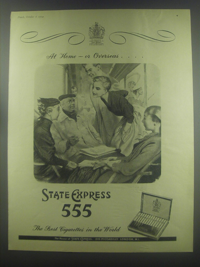 1954 State Express 555 Cigarettes Ad - At home - or Overseas | eBay