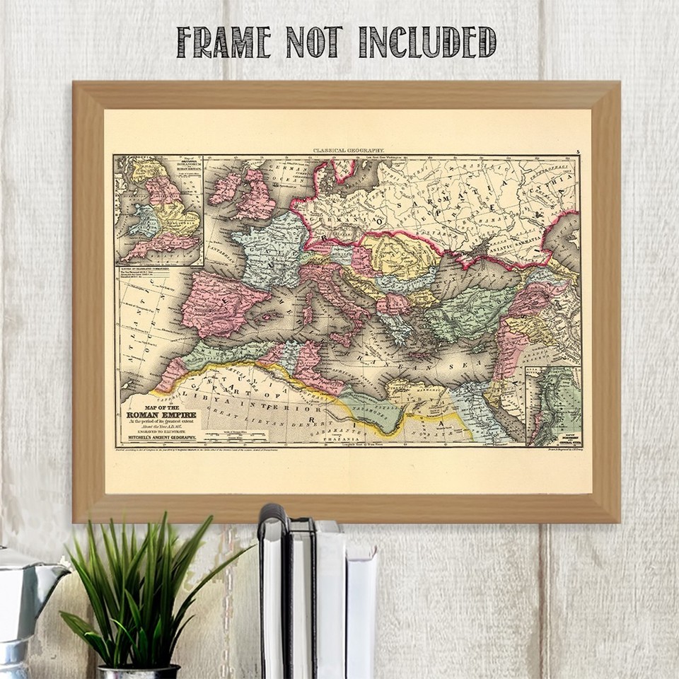 Roman Empire Map Poster A.D. 107 11x14 Unframed Vintage Historical Wall ...