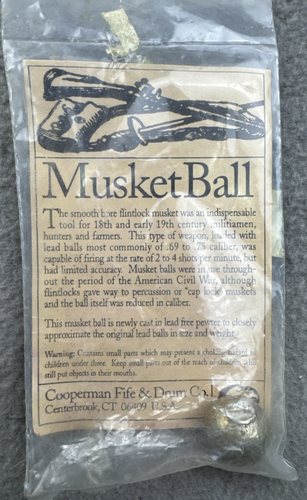 Musket Ball Cooperman Fife & Drum .75 Caliber, Pewter NEW Reproduction ...