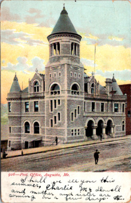 Vintage Postcard Post Office Augusta Maine Architecture | eBay