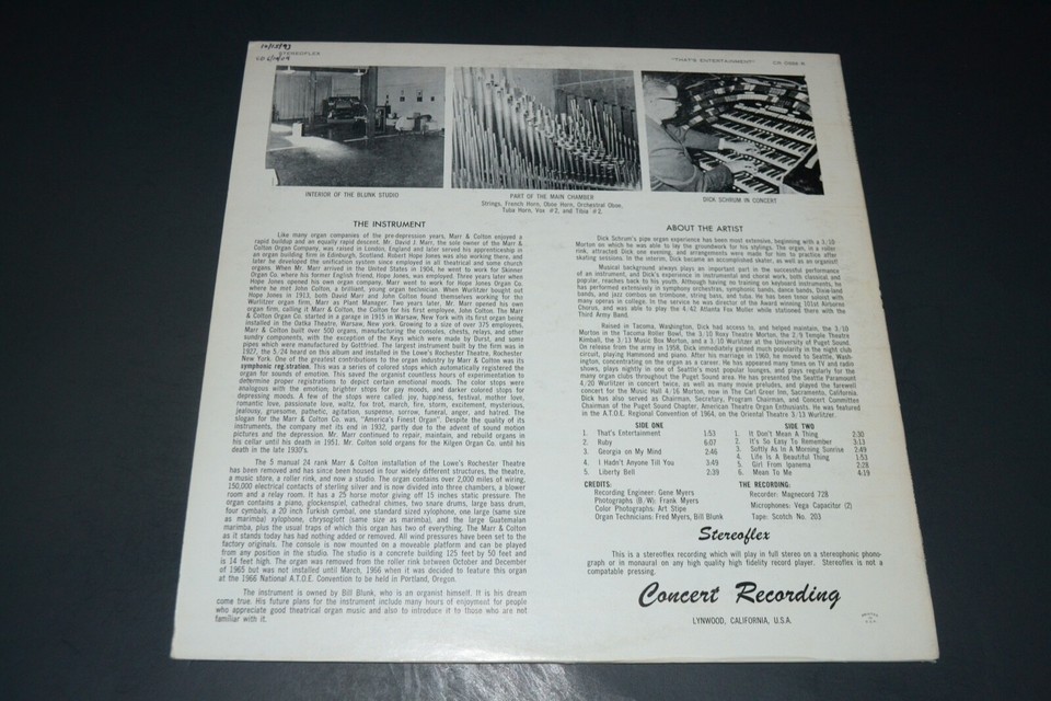 Dick Schrum~That's Entertainment~5 Manual 24 Rank Marr-Colton Theatre ...