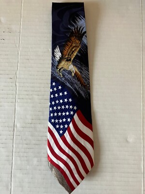 Steven Harris Men's Necktie Tie Polyester American Flag Flying Eagle ...