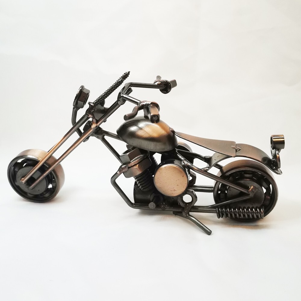 Hand-Welded Scrap Metal Art Motorcycle Diecast Model Dirt Bike Iron ...