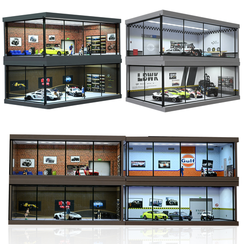 Diorama 1/43 Scale Car Showroom Scene Models Garage Display Case with ...