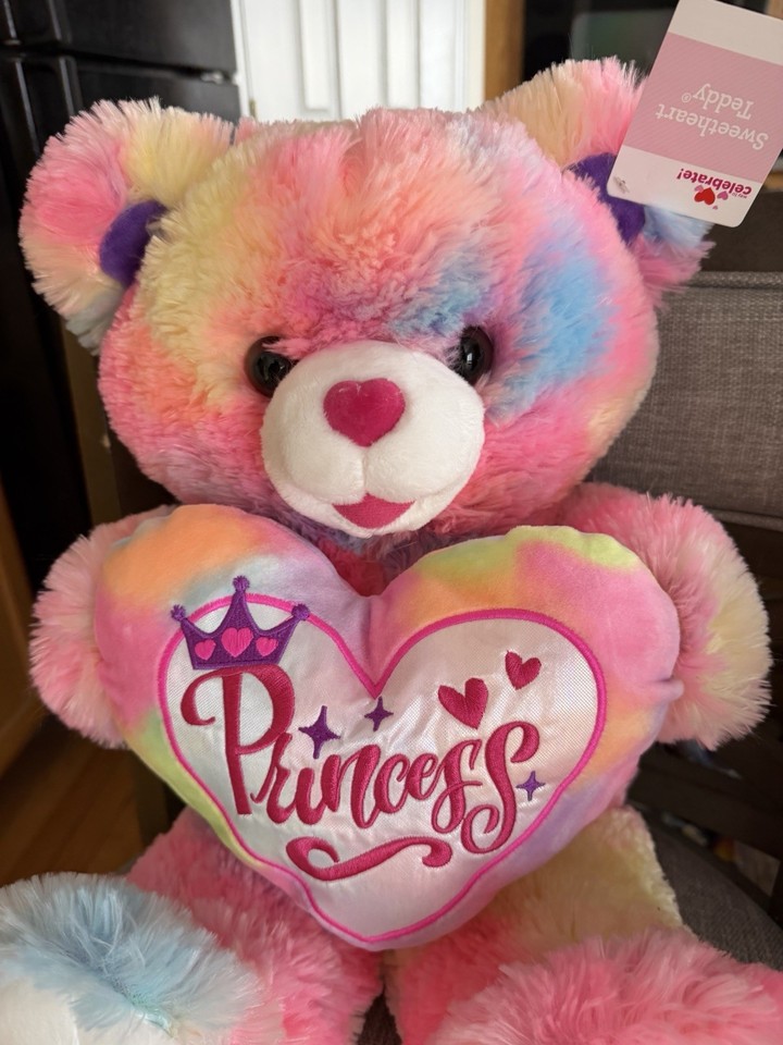Large Sweetheart Princess Rainbow Teddy Bear Plush 21" Valentine’s Day ...