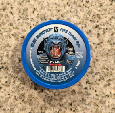 Blue Monster Tape - Blue PTFE Teflon Thread Tape 1" x 1429" - Single ...