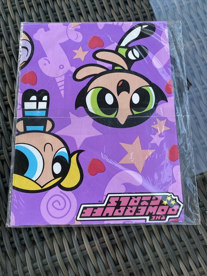 Vintage The Powerpuff Girls Gift Wrap Folded 1 Sheet 8.3 Sq Ft 1990's ...