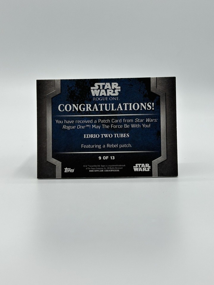 Topps Star Wars Rogue One Mission Briefing Patch Card Edrio Two Tubes ...