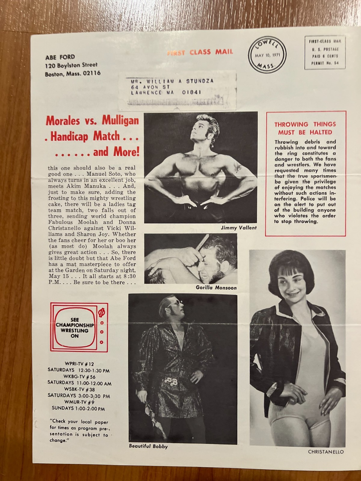 1971 WWWF wrestling program | eBay
