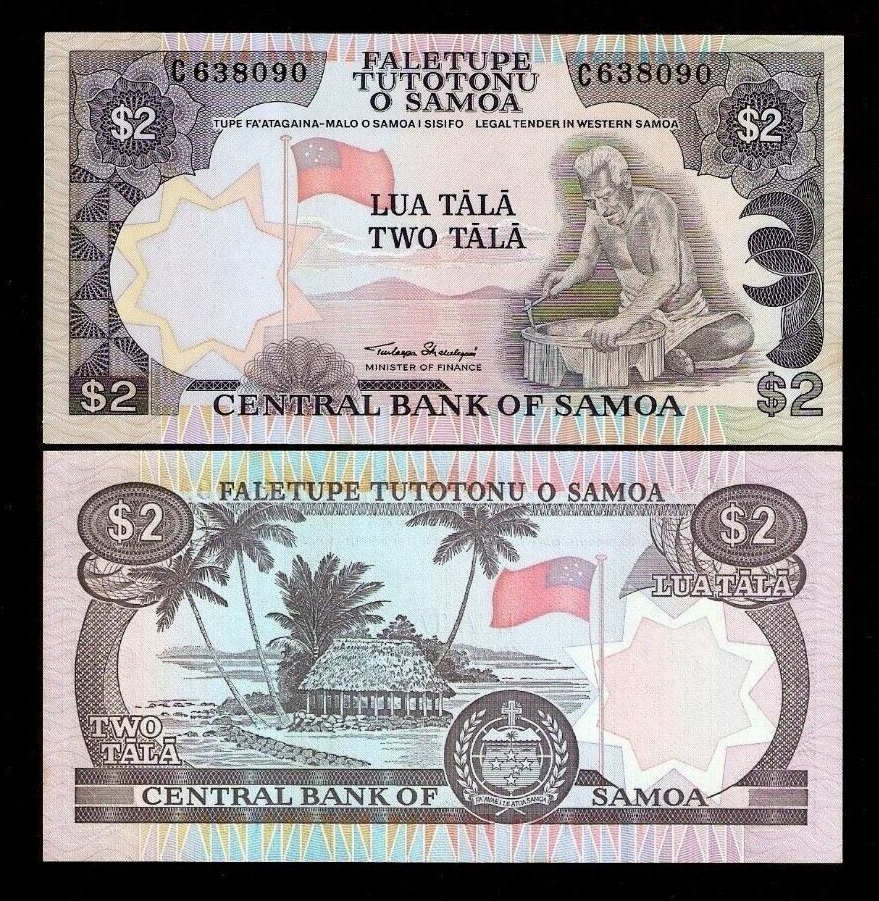 Western Samoa 2 TALA P-25 1985 Wood Carver UNC World Currency Samoan ...
