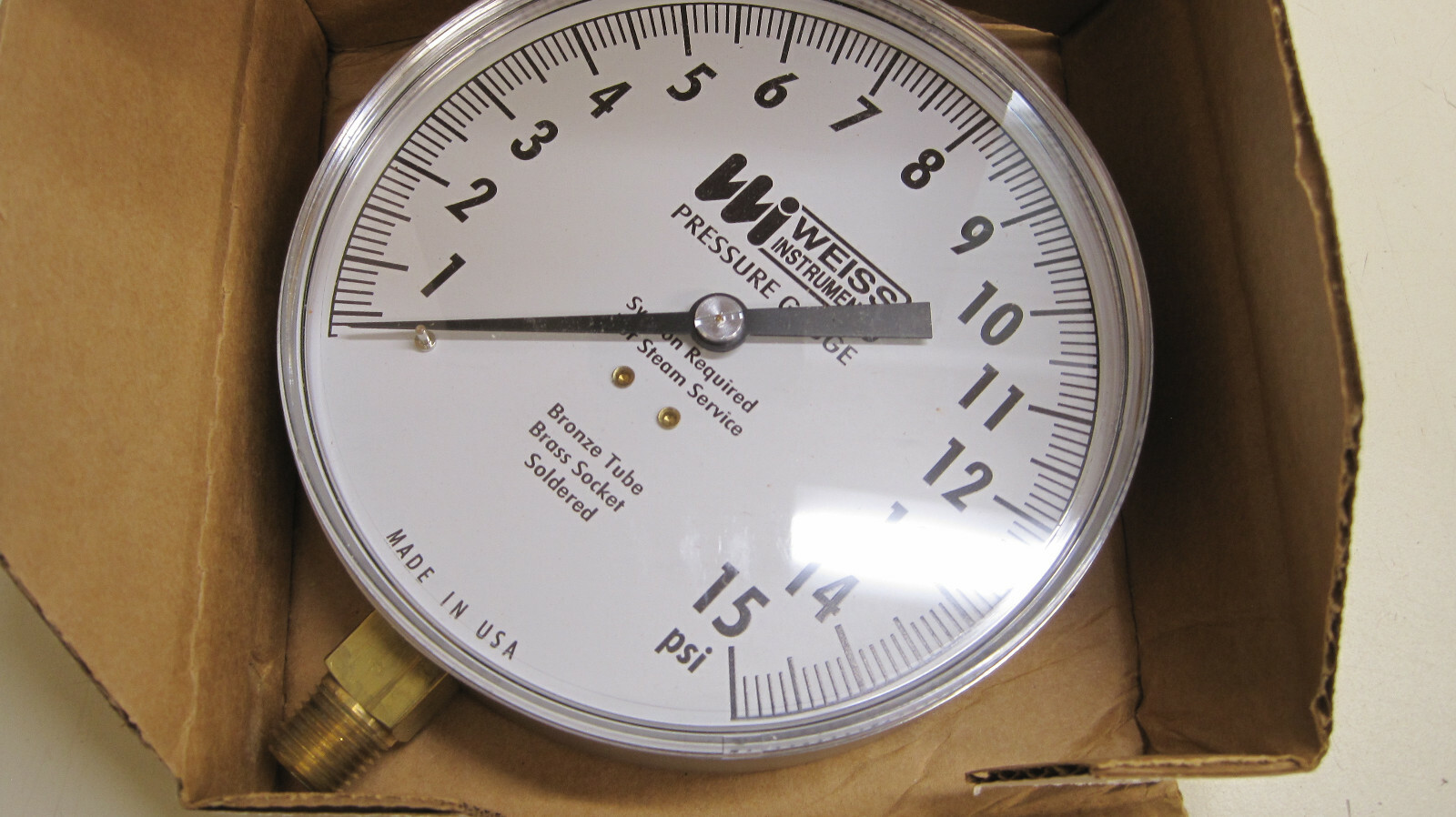 Weiss 4CTS 15 PSI 1/4" NPT LM Pressure Gauge Lower w/o Liquid New Free ...