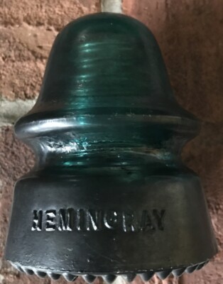 Vtg Hemingray No. 19 Blue Green Teal Glass Insulator RARE Swirl Beehive ...