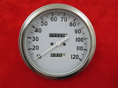SPEEDOMETER HEAD HARLEY FL FLH TIN CAST DASH FATBOB TANK 2:1 WHITE FACE ...