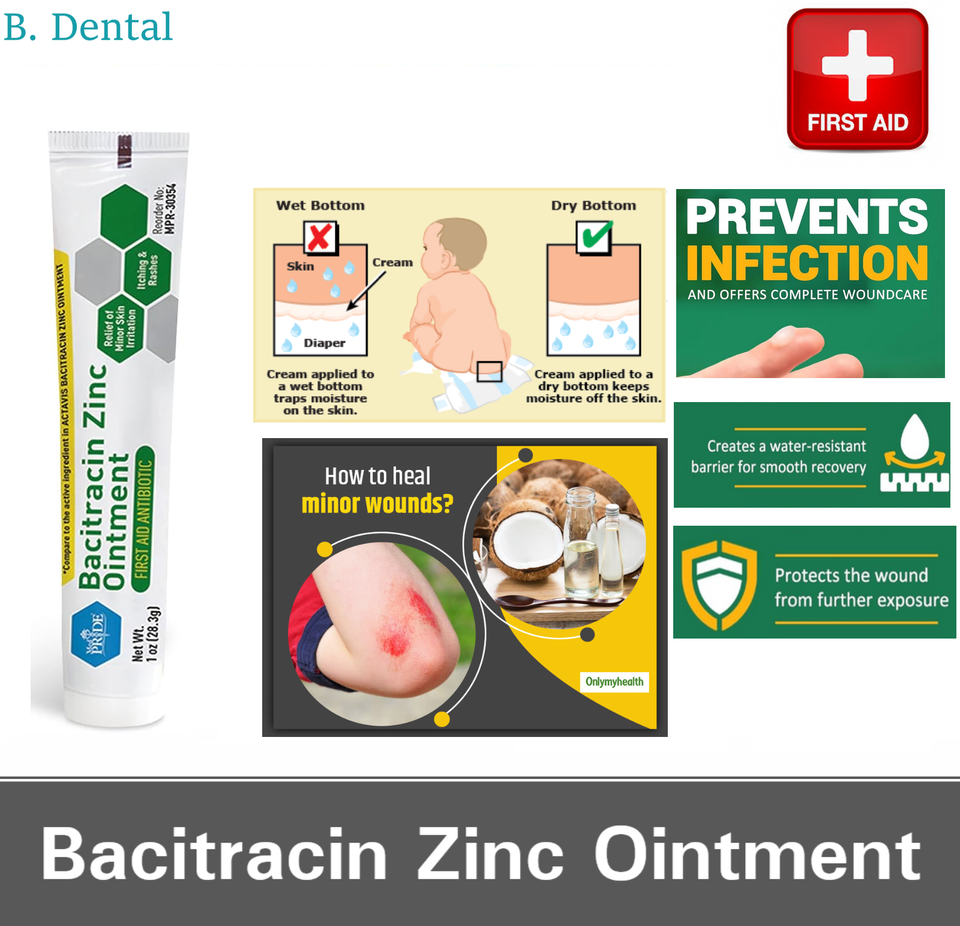 Bacitracin Zinc Antibiotic Ointment Skin Heal First Aid Diaper Rash ...