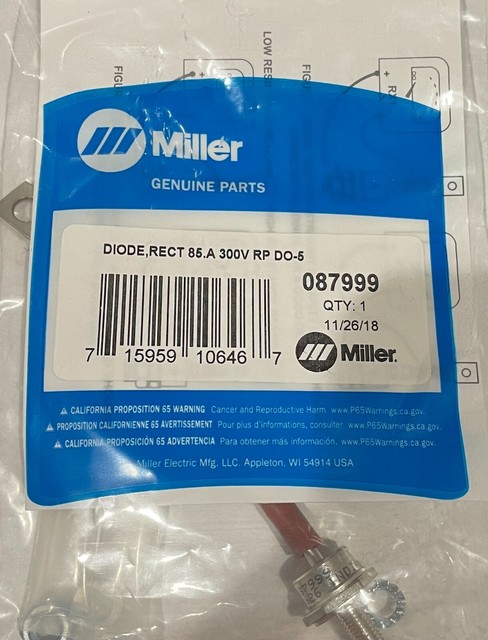 Miller Parts 087999 Diode Rect 85. a 300v RP for sale online | eBay