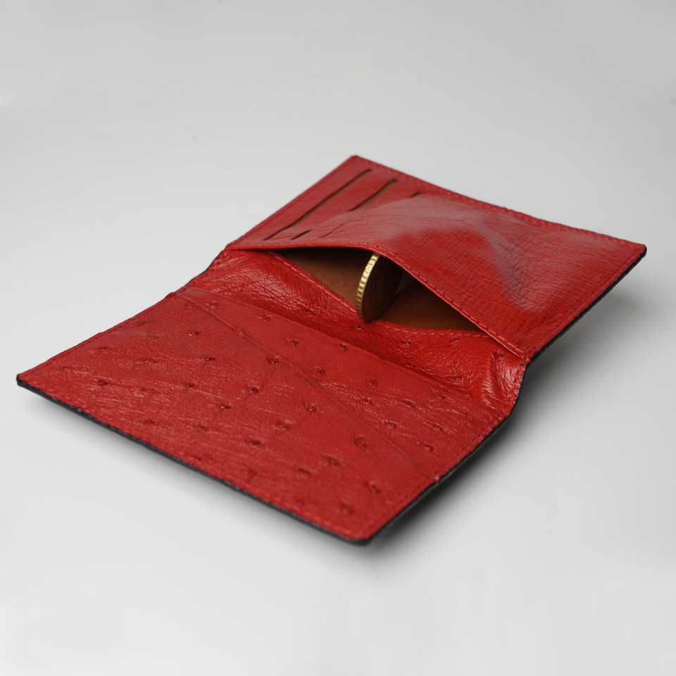 Genuine Crocodile Ostrich Leather Cardholder Double side Skin Bifold ...