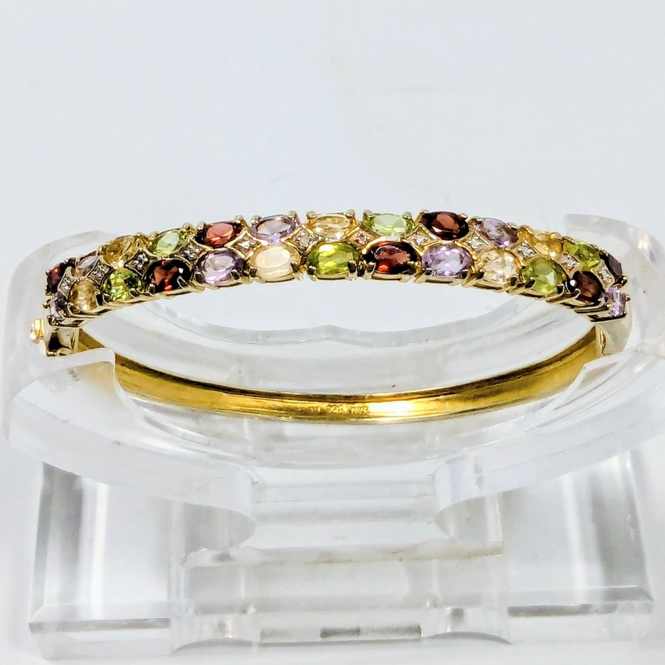 Ross Simons 18K Gold Plate Over Sterling Silver Multi Gemstone Bangle ...